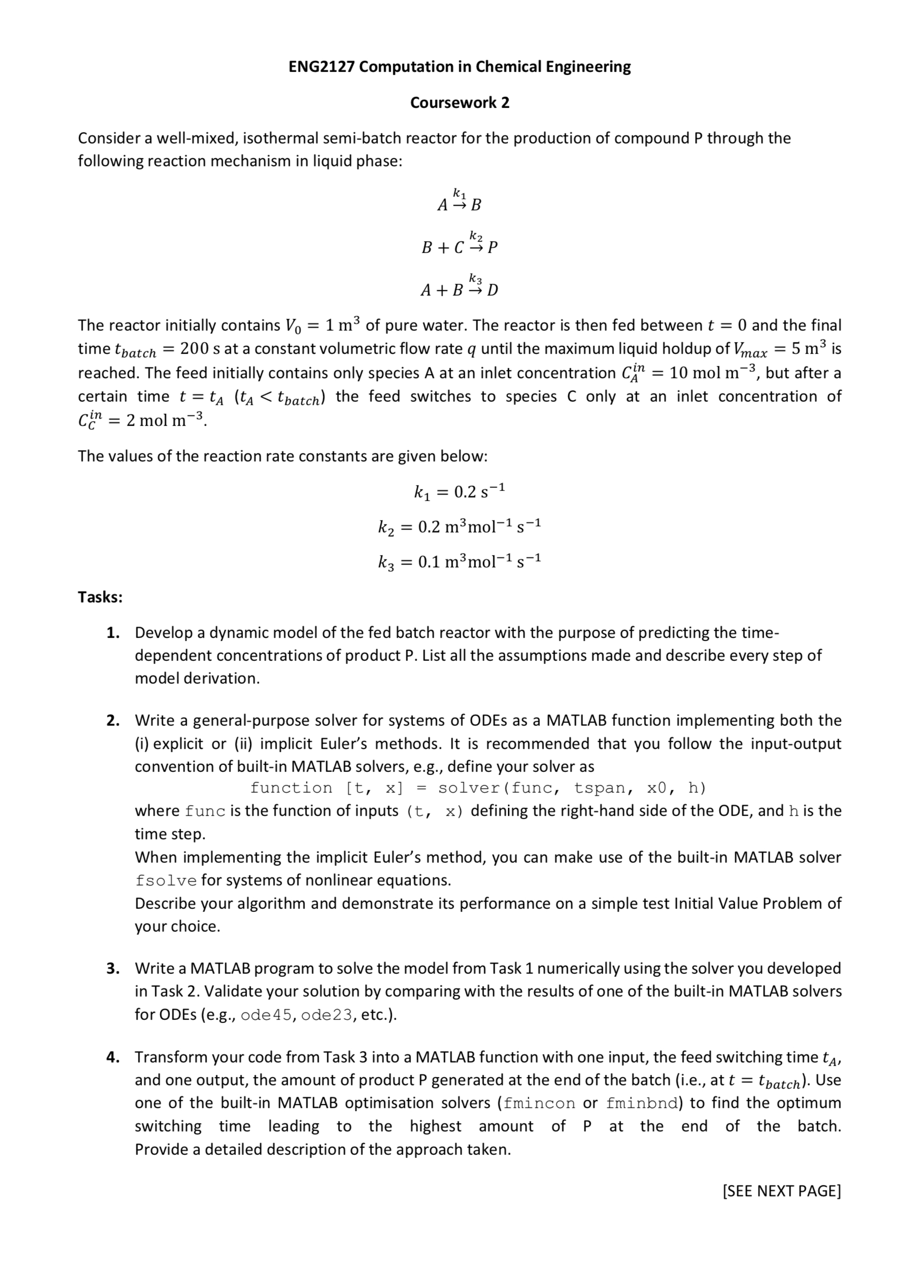 Solved ENG2127 ﻿Computation in ﻿Chemical | Chegg.com