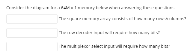 Solved Consider the diagram for a 64M x 1 memory below when | Chegg.com