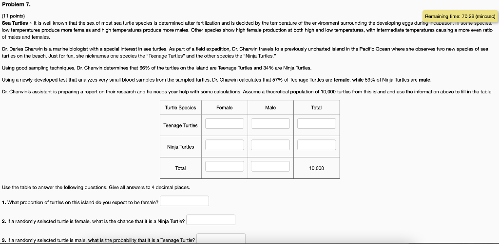 Solved Problem 7. (11 points) Remaining time: 70:26 | Chegg.com