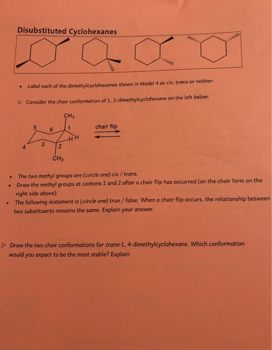 Solved Disubstituted Cyclohexanes Label each of the | Chegg.com