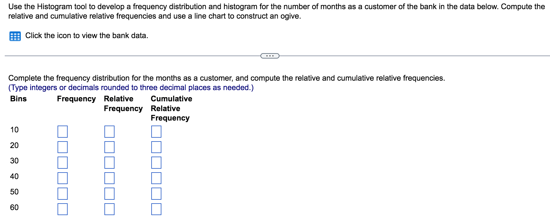 Solved Use the Histogram tool to develop a frequency | Chegg.com