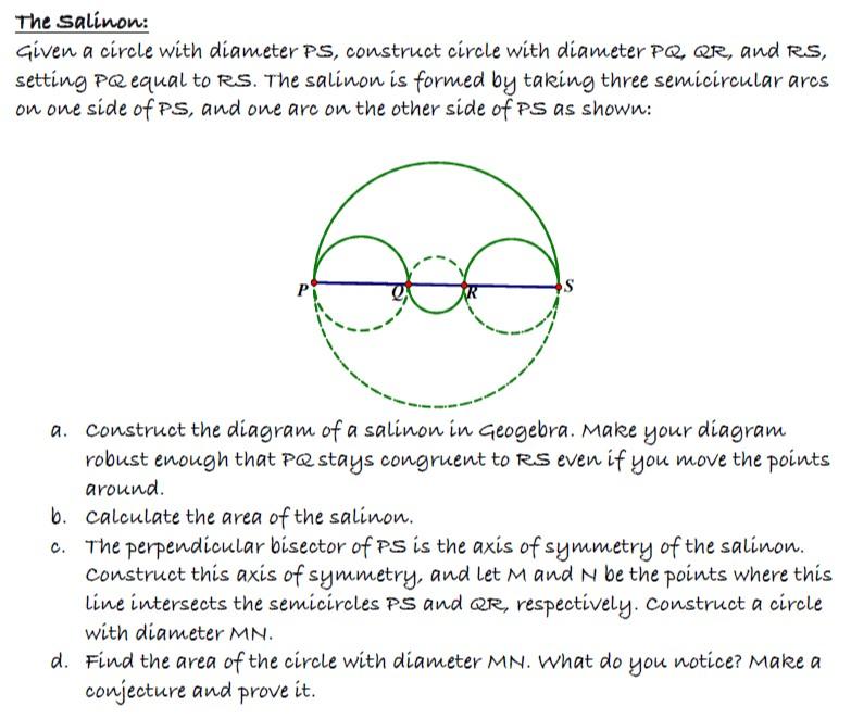 Solved The salinon: Given a circle with diameter PS, | Chegg.com