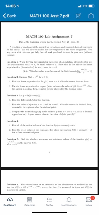 14:06 LTE Back MATH 100 Asst 7.pdf MATH 100 Lab | Chegg.com