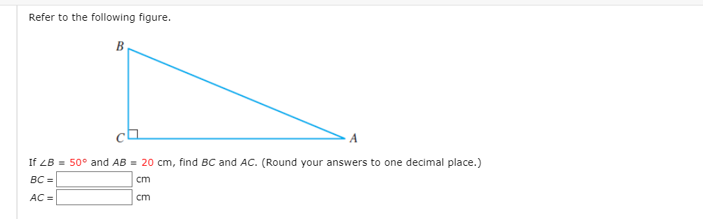 Solved Refer to the following figure. B A If ZB = 50° and AB | Chegg.com