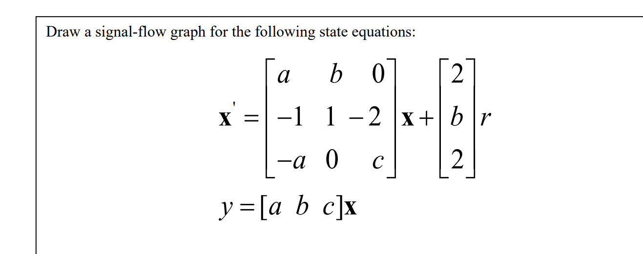 Solved Draw a signal-flow graph for the following state | Chegg.com