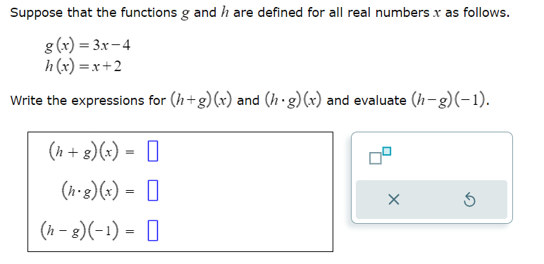Solved Suppose that the functions g and h are defined for | Chegg.com
