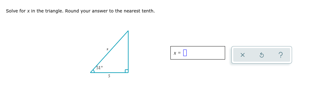 Solved Solve for x in the triangle. Round your answer to the | Chegg.com
