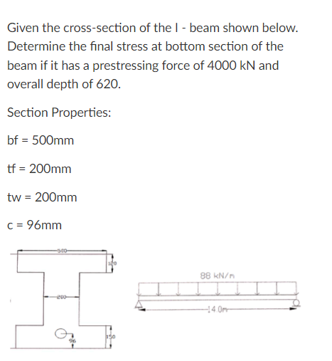 Solved Given the cross-section of the I-beam shown below. | Chegg.com