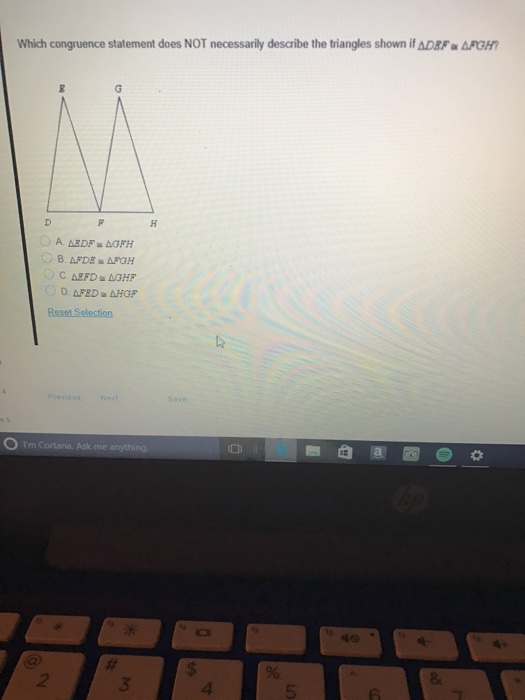 Solved Which congruence statement does NOT necessarily | Chegg.com