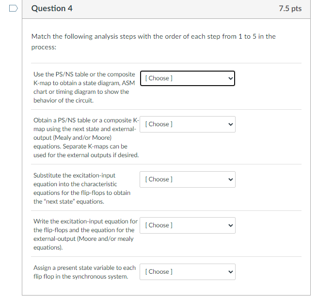 Solved Match the following analysis steps with the order of | Chegg.com