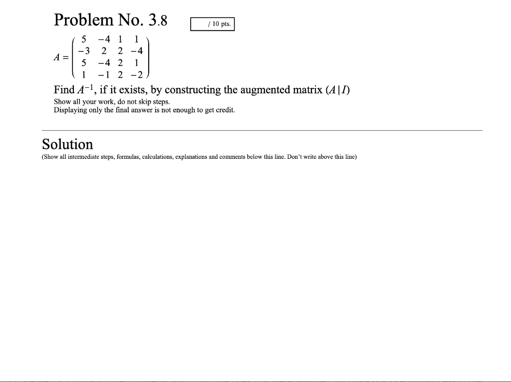 Solved Problem No. 3.8 A=⎝⎛5−351−42−4−112221−41−2⎠⎞ Find | Chegg.com