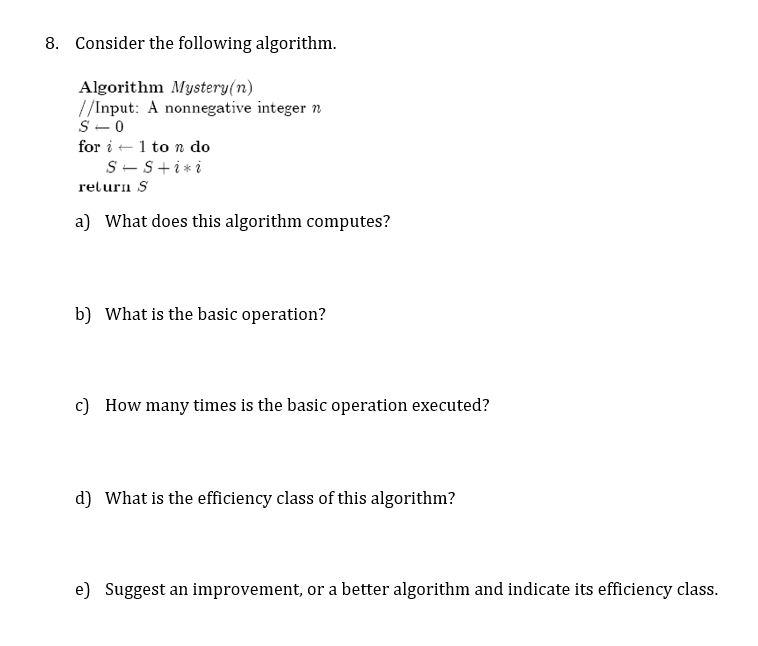 Solved (Algorithm Analysis) 1. For each of the following | Chegg.com