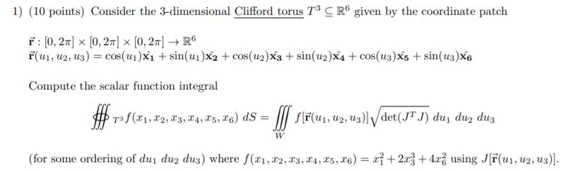 Solved 1) (10 points) Consider the 3-dimensional Clifford | Chegg.com