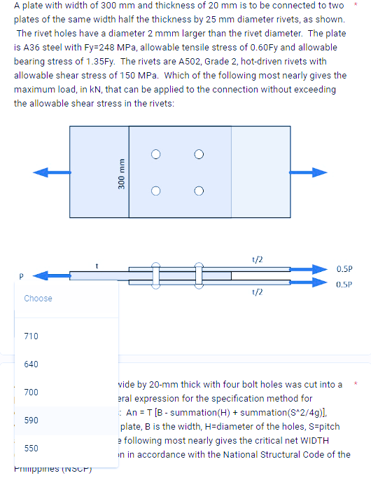 Solved A plate with width of 300 mm and thickness of 20 mm | Chegg.com