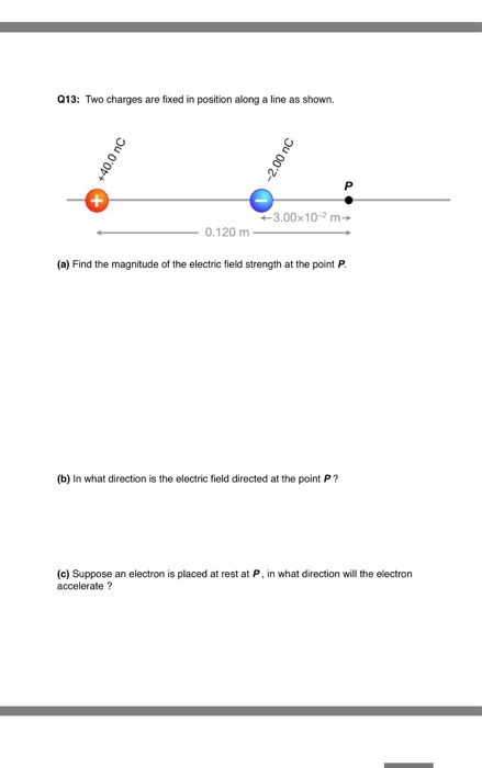 Solved Q13: Two charges are fixed in position along a line | Chegg.com