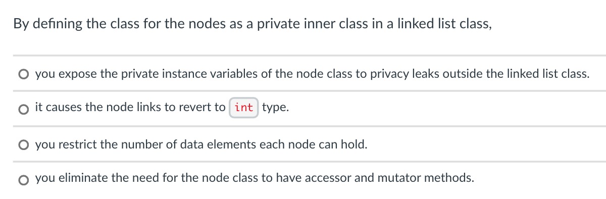 Solved By defining the class for the nodes as a private | Chegg.com