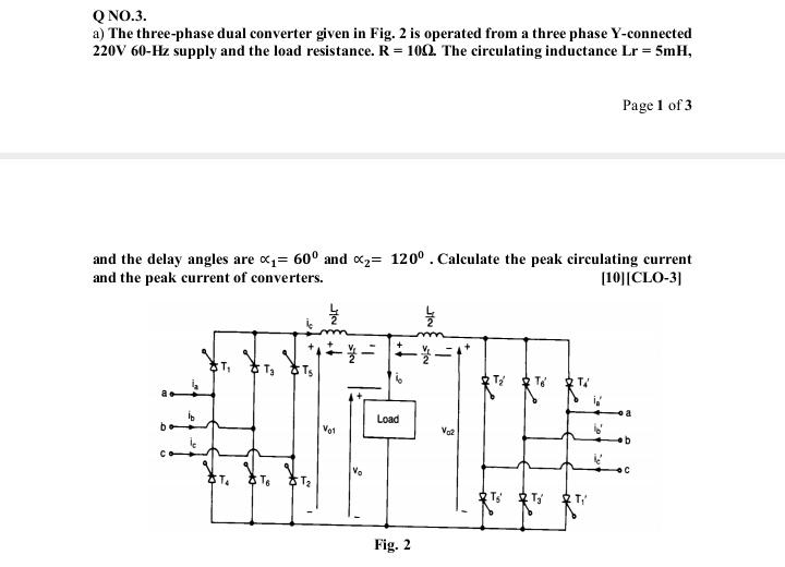 Solved Q NO.3. a) The three-phase dual converter given in | Chegg.com