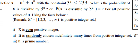 Sc Define x = a² + a" with the constraint 3a