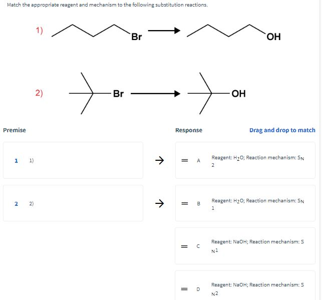 Solved Match the appropriate reagent and mechanism to the | Chegg.com