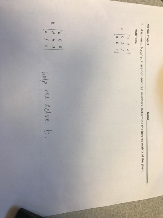 Solved Assume a, b, c, d, e, f are non zero real numbers. | Chegg.com