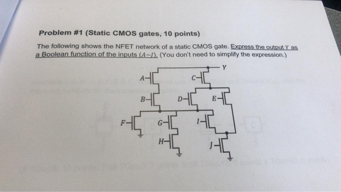Solved Problem #1 (Static CMOS gates, 10 points) The | Chegg.com