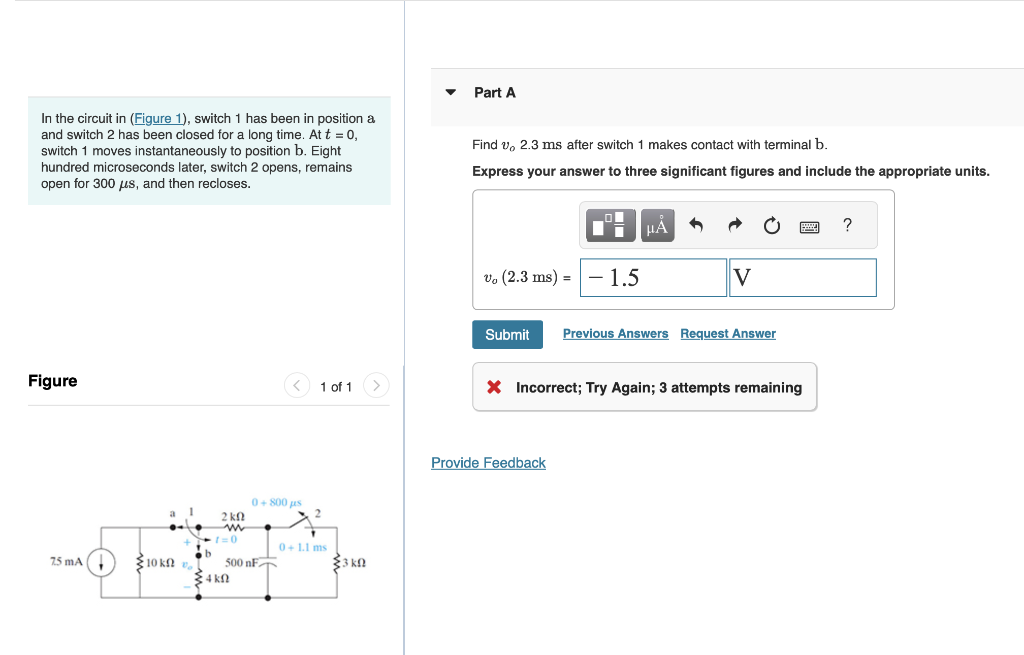 Solved In the circuit in (Figure 1), switch 1 has been in | Chegg.com