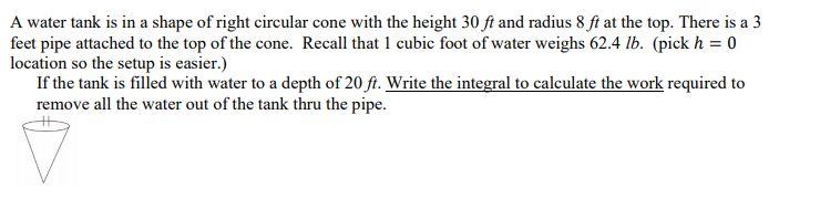 Solved A water tank is in a shape of right circular cone | Chegg.com