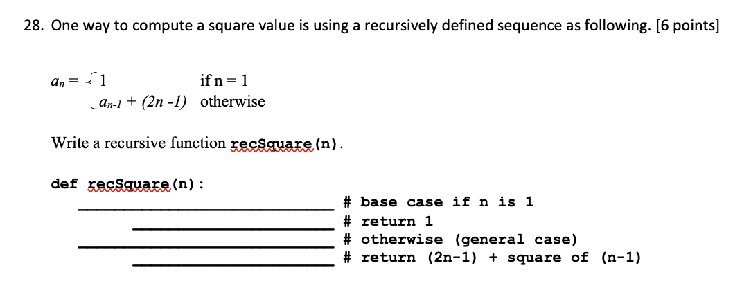 Solved 28. One way to compute a square value is using a | Chegg.com
