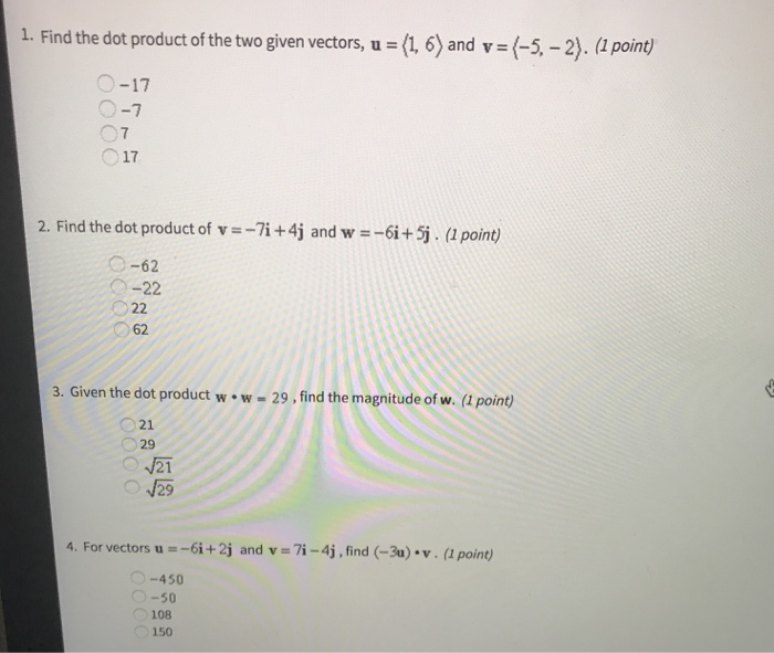 solved-1-find-the-dot-product-of-the-two-given-vectors-chegg