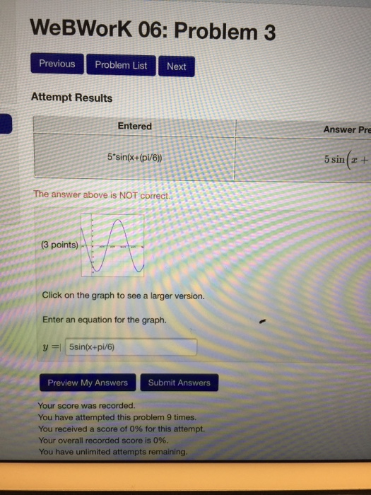 Solved WeBWork 6: Problem 3 Previous Problem List Next | Chegg.com