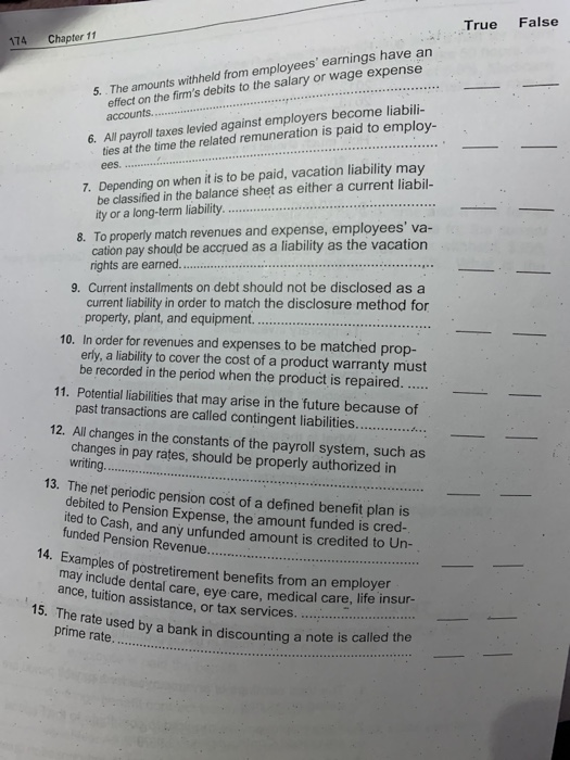 Solved TRUE/FALSE Instructions: Indicate whether each of the | Chegg.com