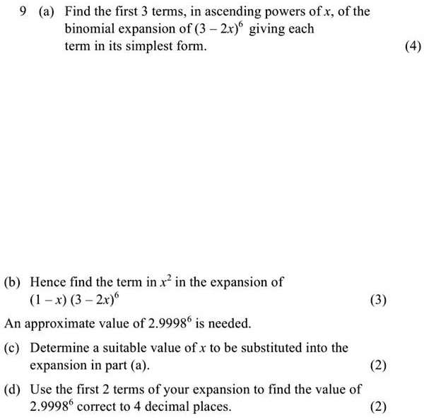 9 (a) Find the first 3 terms, in ascending powers of | Chegg.com