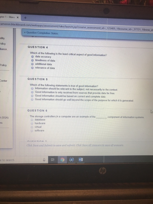 (Solved) : Pter 1 Mana X Cameronblackboardcom Webapps Assessment Take ... (Solved) : Pter 1 Mana X Cameronblackboardcom Webapps Assessment Take ...