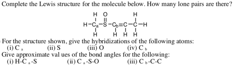 Solved Complete the Lewis structure for the molecule below. | Chegg.com
