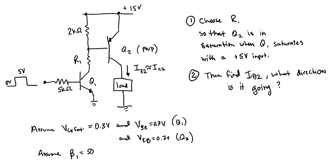 Solved (1) Choose R. so that Q2 is in saturation when Q1 | Chegg.com