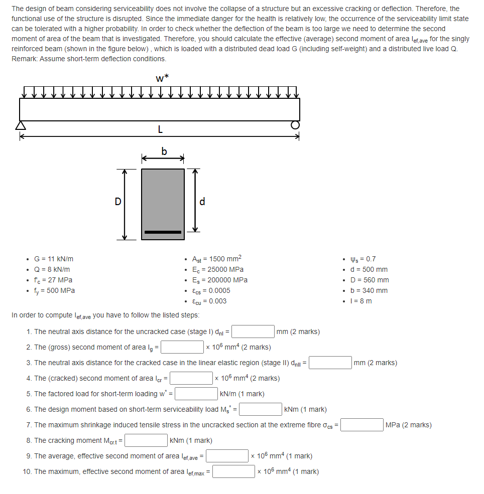 Solved The design of beam considering serviceability does | Chegg.com