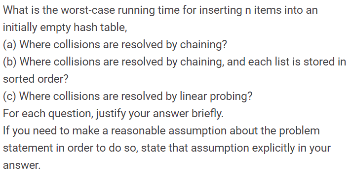 Solved What is the worst-case running time for inserting n | Chegg.com