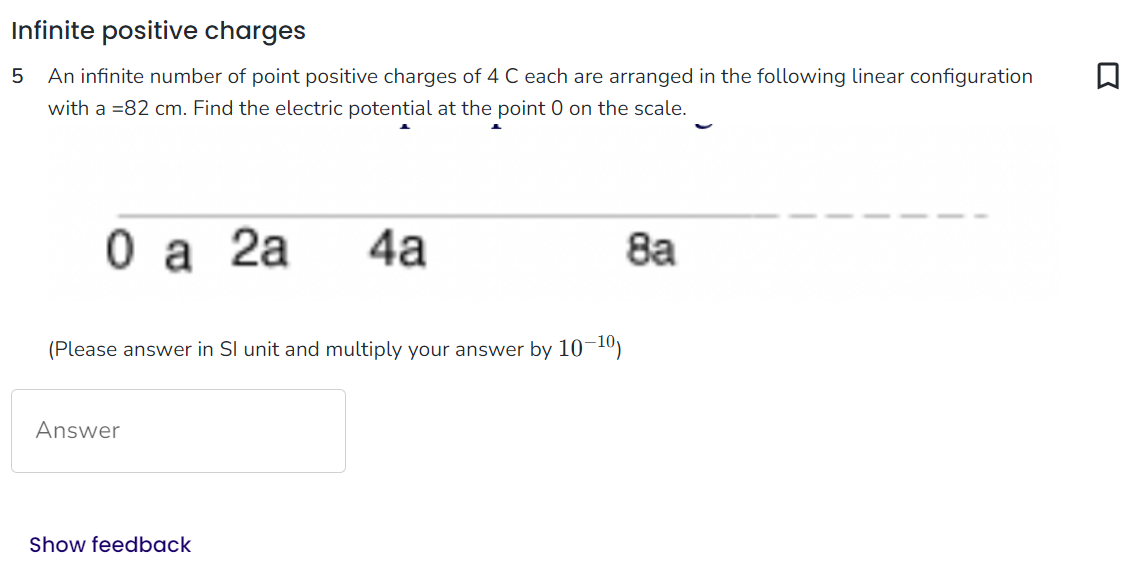 Solved 5 An infinite number of point positive charges of 4C | Chegg.com