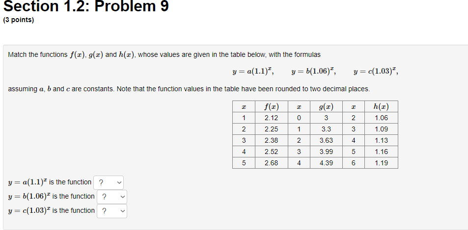 Solved Section 1.2: Problem 9 (3 points) Match the functions | Chegg.com