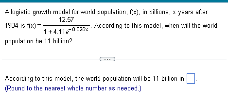 Solved A logistic growth model for world population, f(x), | Chegg.com