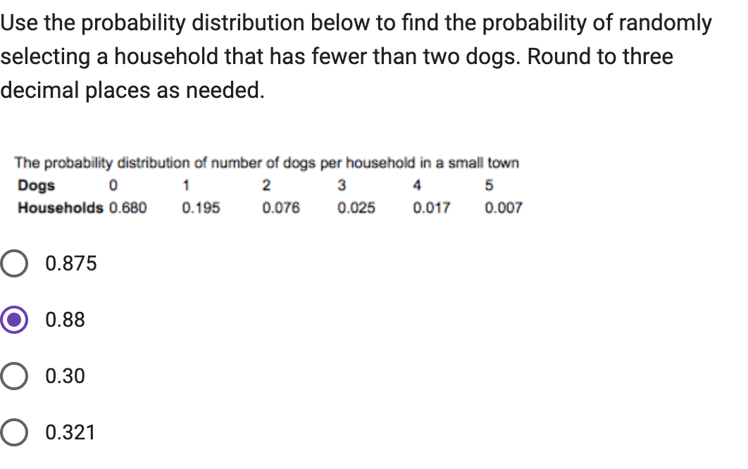Solved Use the probability distribution below to find the | Chegg.com
