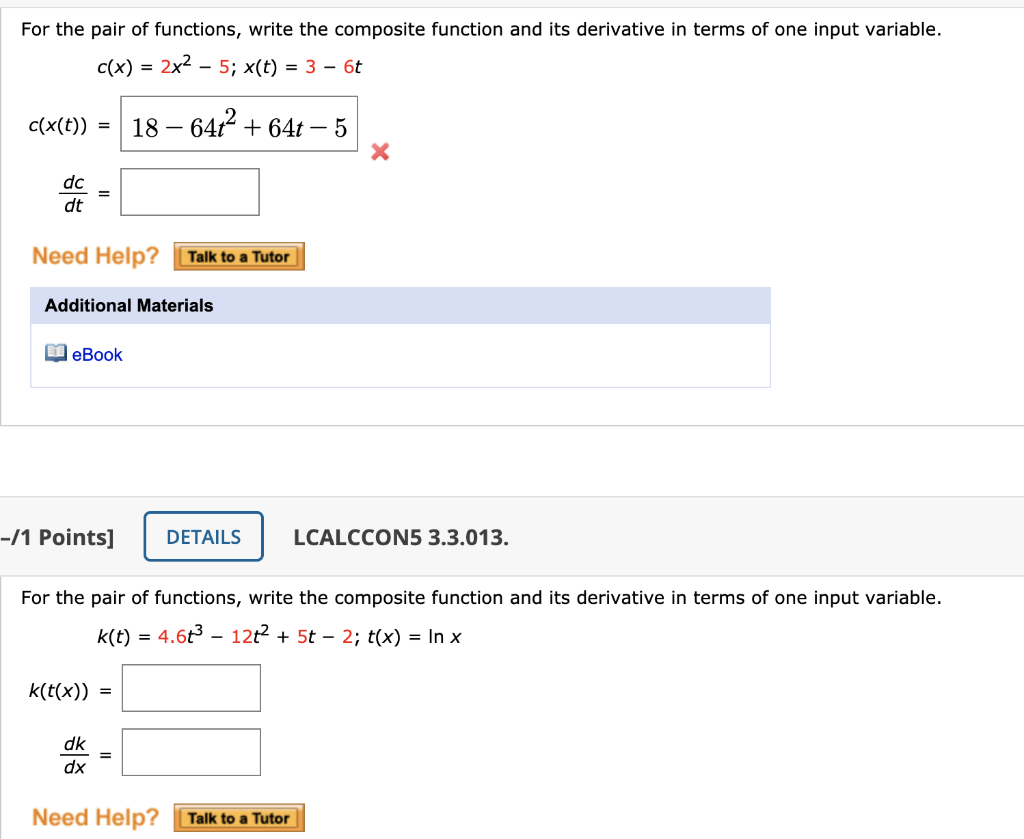 Solved For the pair of functions, write the composite | Chegg.com