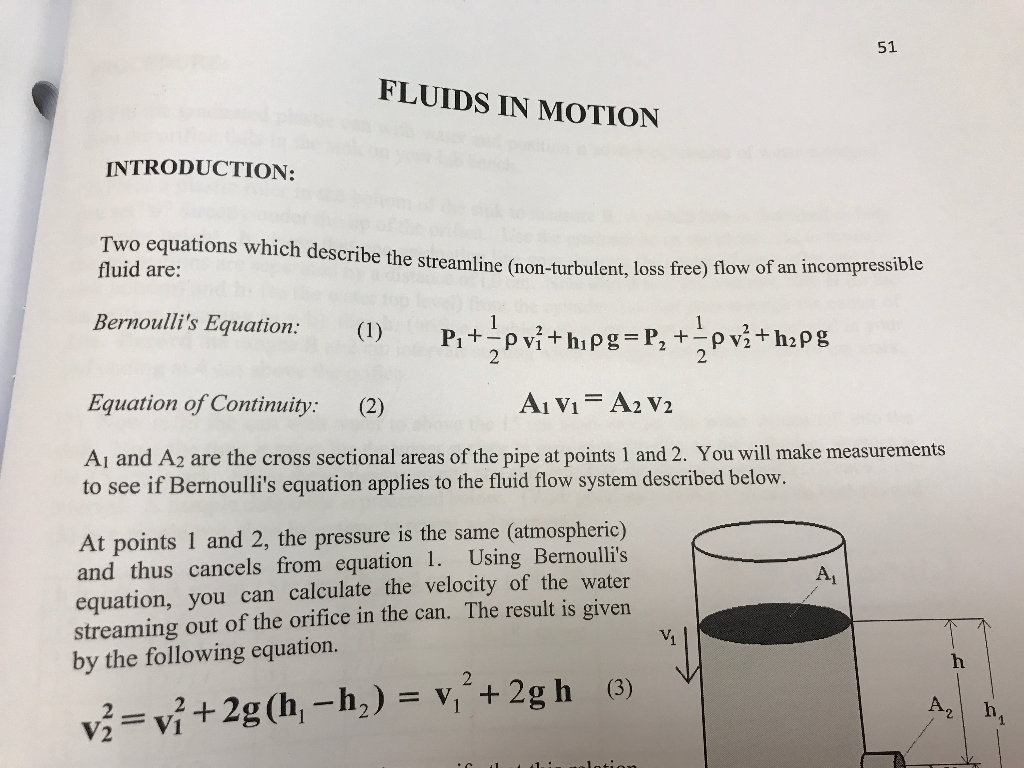 Solved 51 FLUIDS IN MOTION INTRODUCTION: Two equations which | Chegg.com