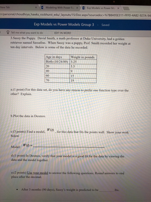 Solved New Tab Modeling With Power Fu × Exp Models vs Power | Chegg.com