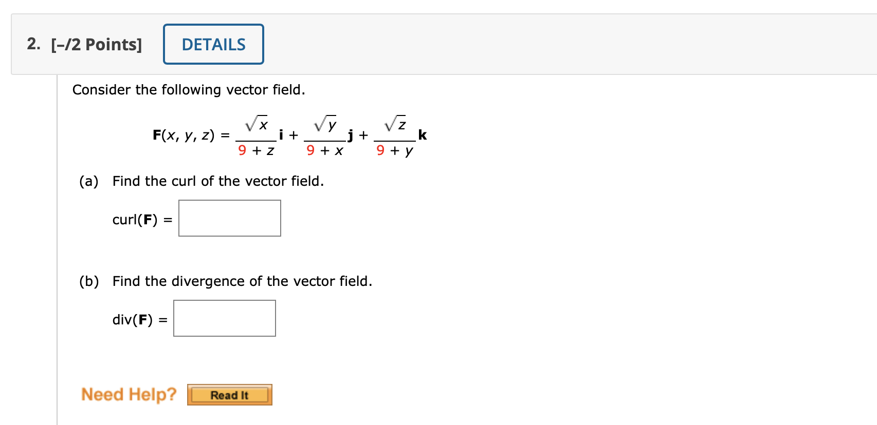 Solved 2. [-/2 Points] DETAILS Consider the following vector | Chegg.com