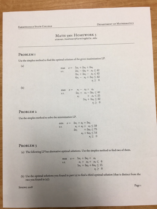 Solved DEPARTMENT OF MATHEMATICS FARMINGDALE STATE COLLEGE | Chegg.com