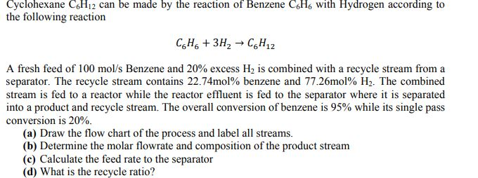 Solved Cyclohexane CoH12 can be made by the reaction of | Chegg.com