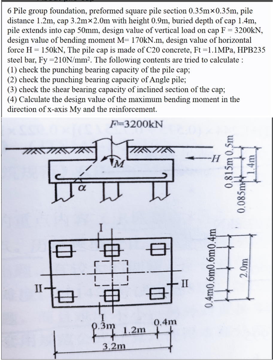 Solved 6 Pile group foundation, preformed square pile | Chegg.com