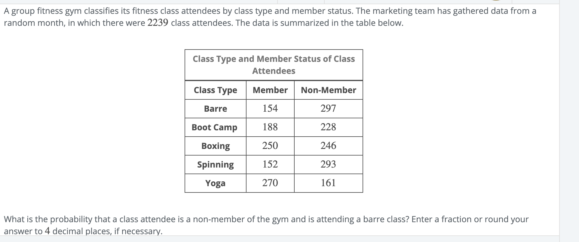 Solved A Group Fitness Gym Classifies Its Fitness Class