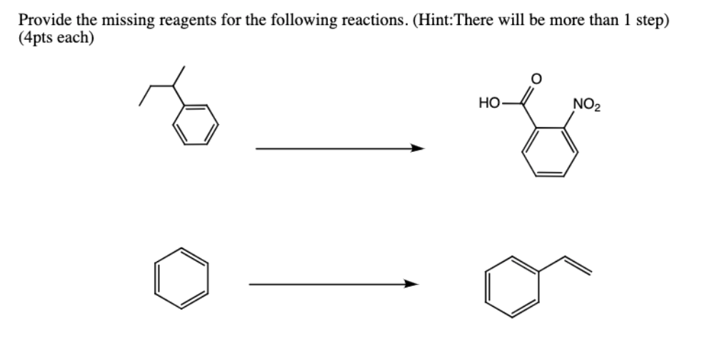 Solved Provide the missing reagents for the following | Chegg.com
